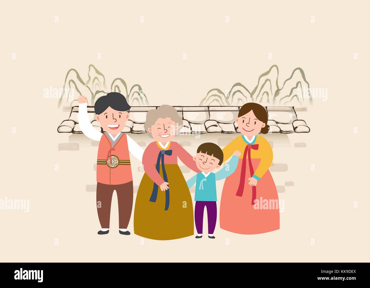 Korean Mother And Daughter Stock Vector Images - Alamy