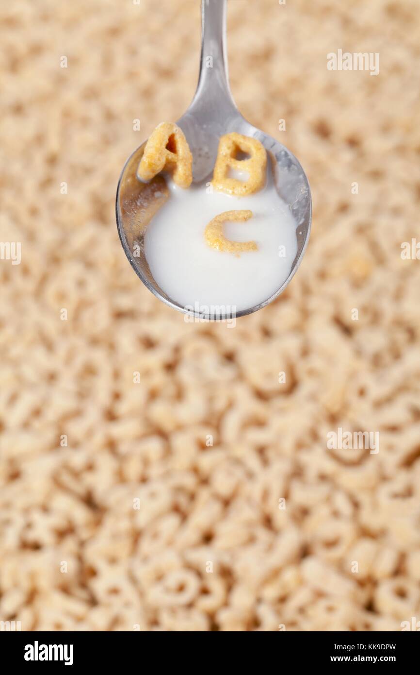 alphabet cereals and spoon Stock Photo - Alamy