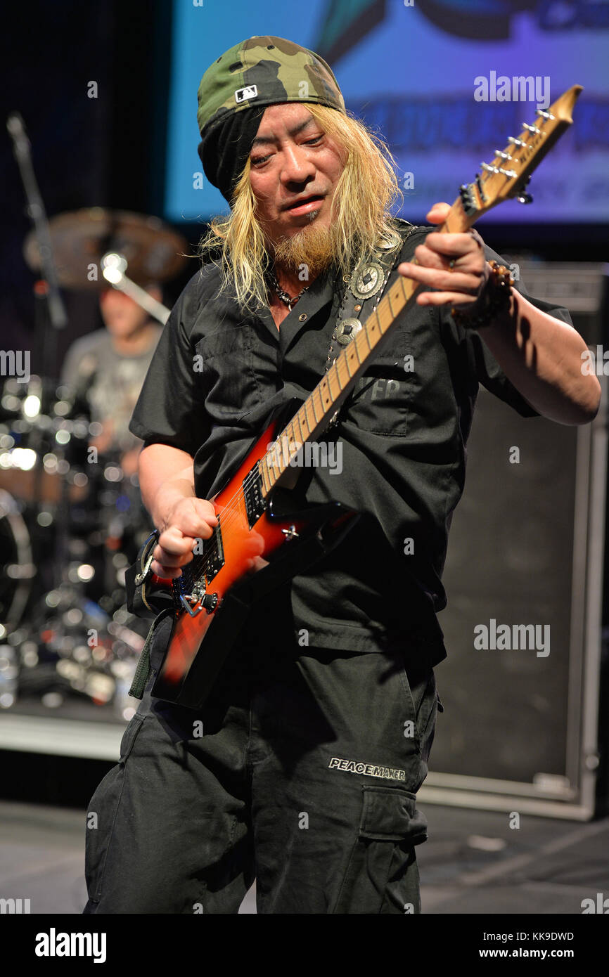 MIAMI, FL - FEBRUARY 21: Akira Takasaki of Loudness performs during the ...