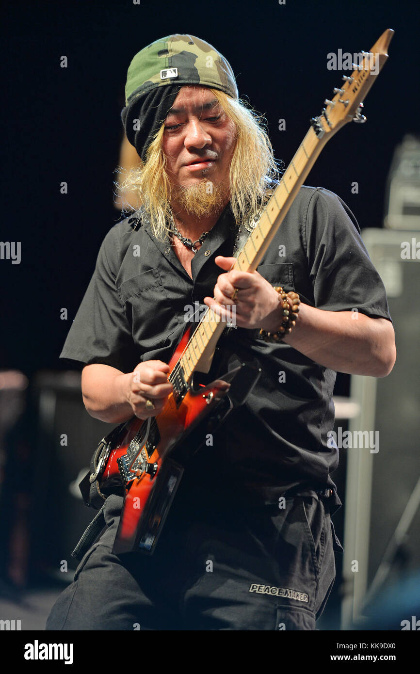 MIAMI, FL - FEBRUARY 21: Akira Takasaki of Loudness performs during the ...