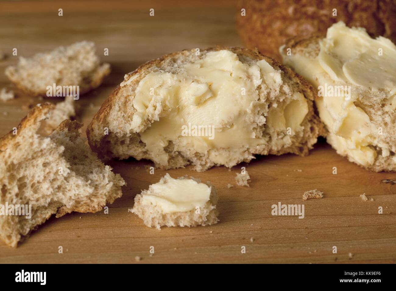 crushed bread with butter Stock Photo - Alamy