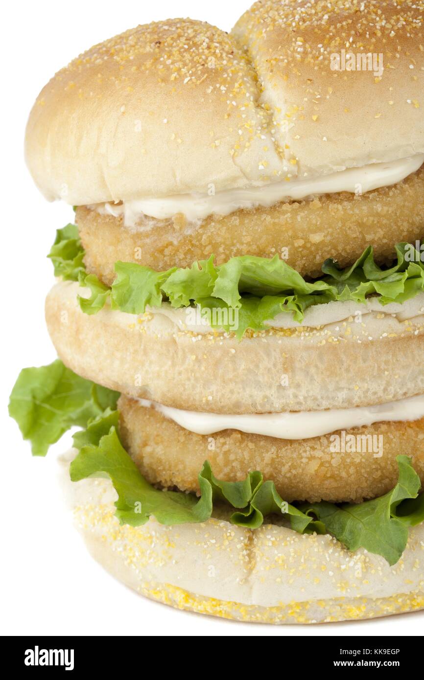 double chicken burger sandwich Stock Photo - Alamy