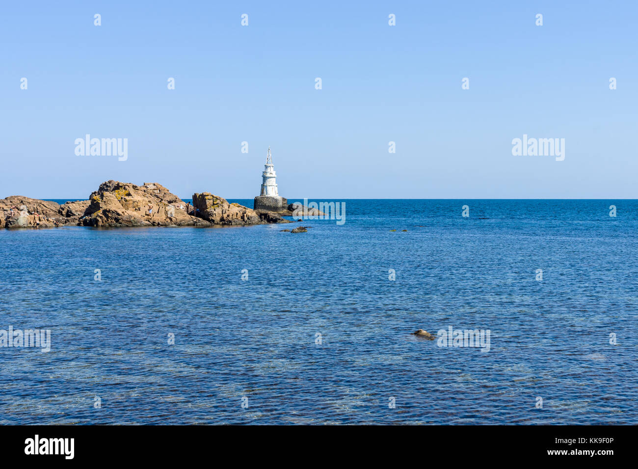 A lighthouse on the rocks. Black Sea. Ahtopol. Bulgaria Stock Photo - Alamy