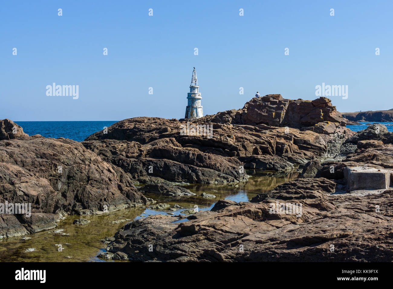 A lighthouse on the rocks. Black Sea. Ahtopol. Bulgaria Stock Photo - Alamy
