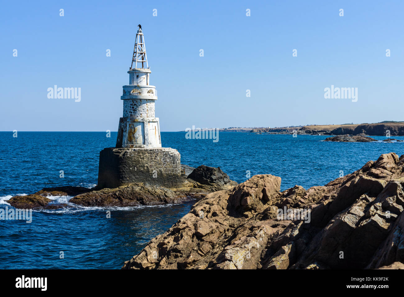 A lighthouse on the rocks. Black Sea. Ahtopol. Bulgaria Stock Photo - Alamy