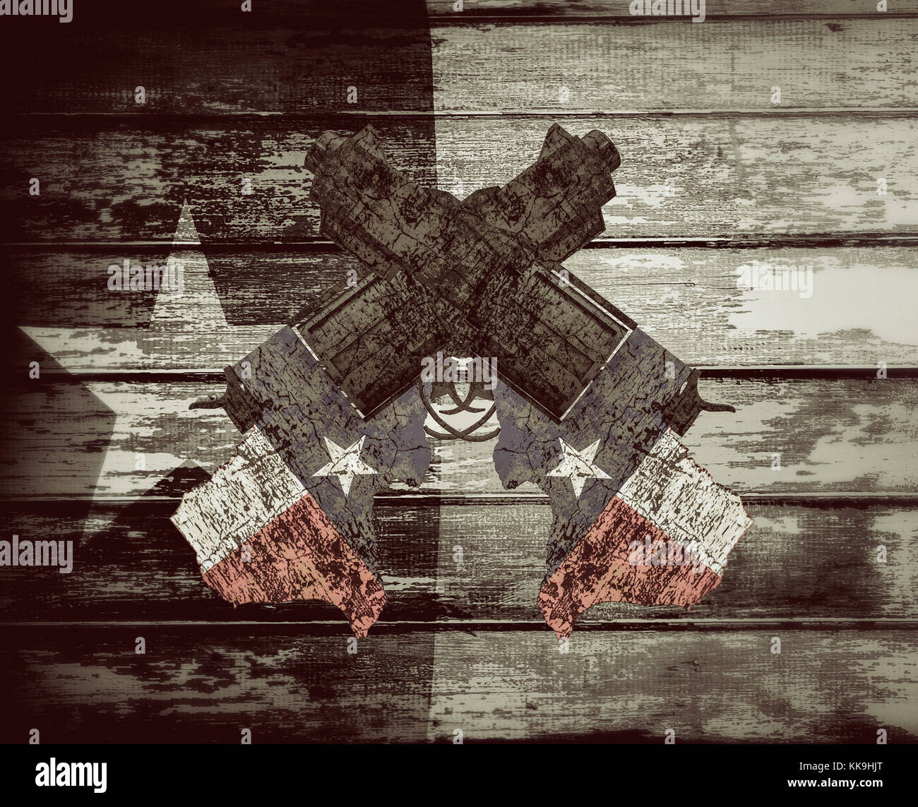 3d illustration of rusty guns on Texas flag Stock Photo - Alamy
