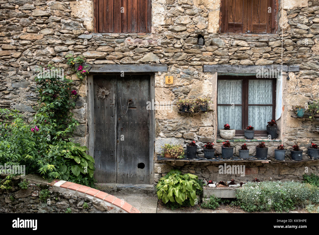 Old stone house.Beget village.Gerona.Catalonia.Spain Stock Photo - Alamy