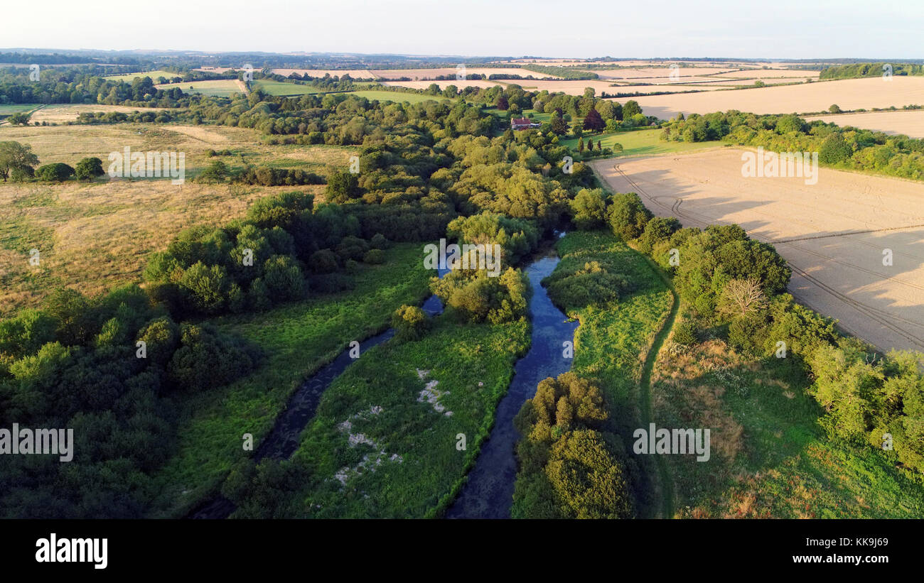 Aerial view of the River Test at Longparish, Hampshire Stock Photo - Alamy
