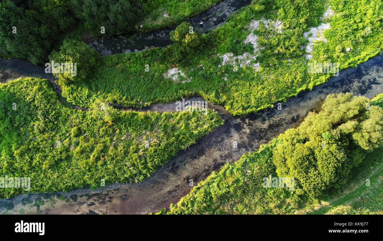 Aerial view of the River Test at Longparish, Hampshire Stock Photo - Alamy