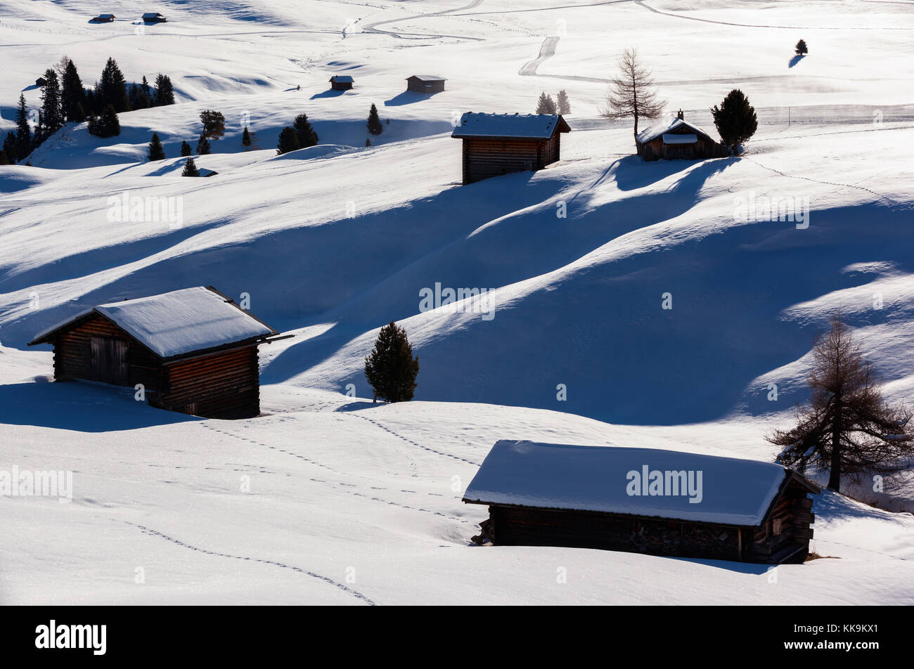 Winter sunrise over Alpe di Siusi Dolomites, Italy Stock Photo - Alamy