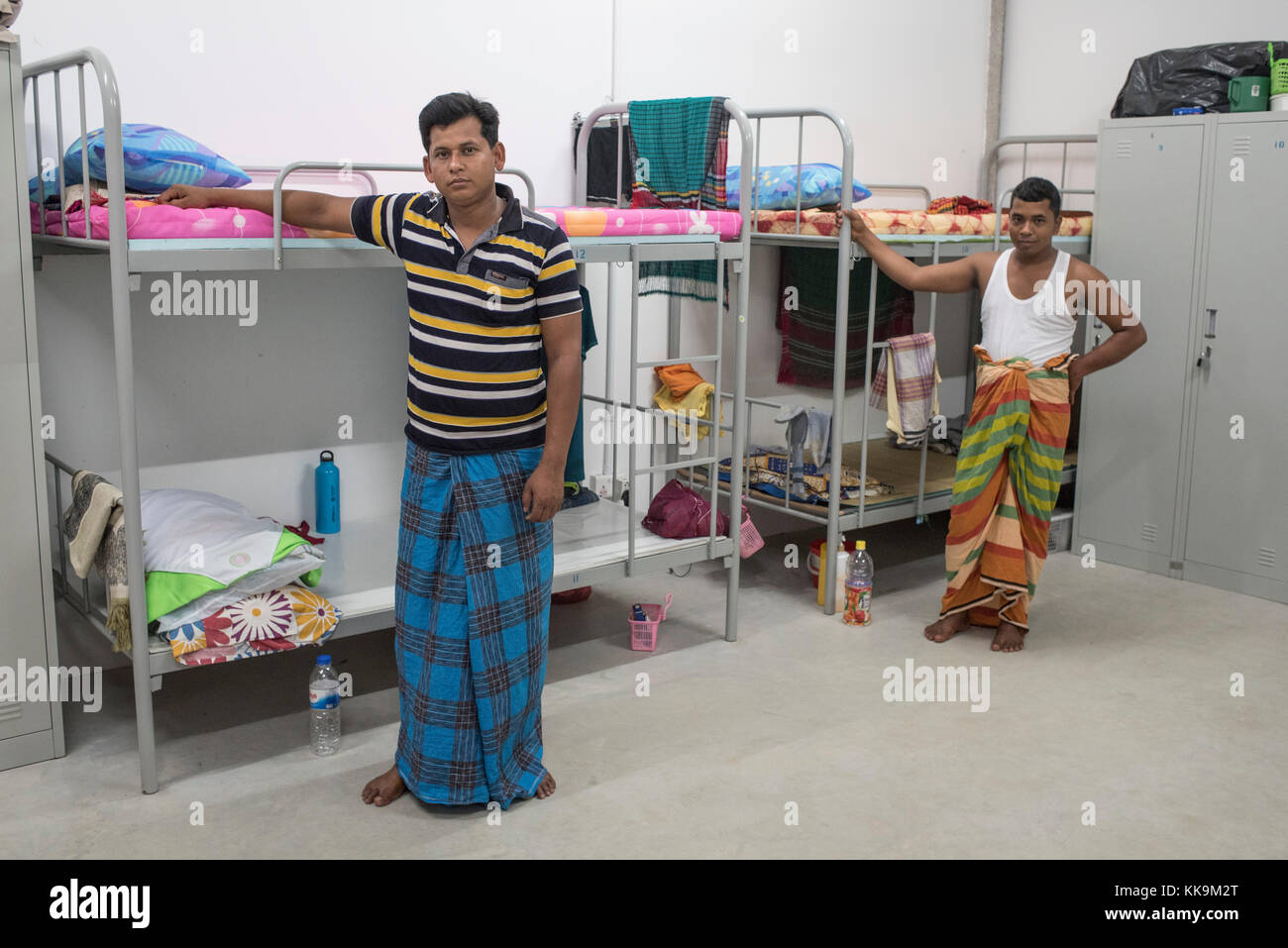 Migrant construction workers in their hostel in Singapore Stock Photo ...