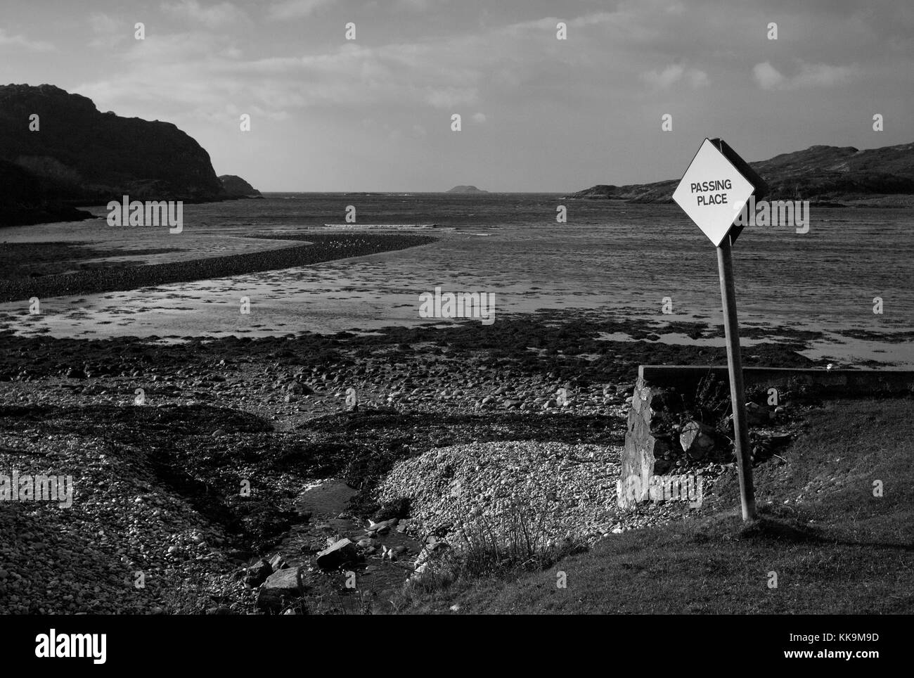 Passing place, Inverkirkaig bay, Assynt, Scotland Stock Photo - Alamy