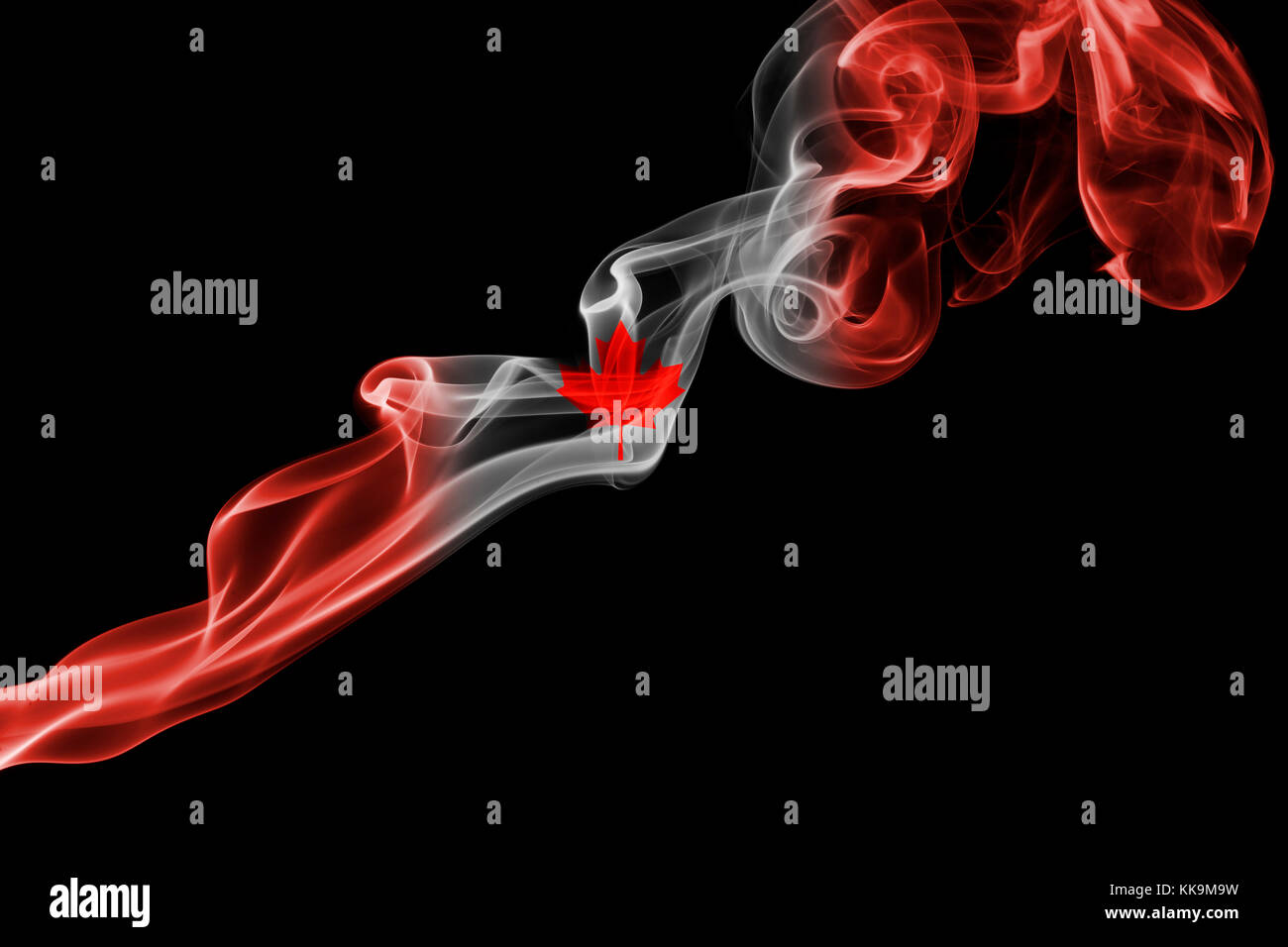 National smoke flag of Canada isolated on black background Stock Photo ...