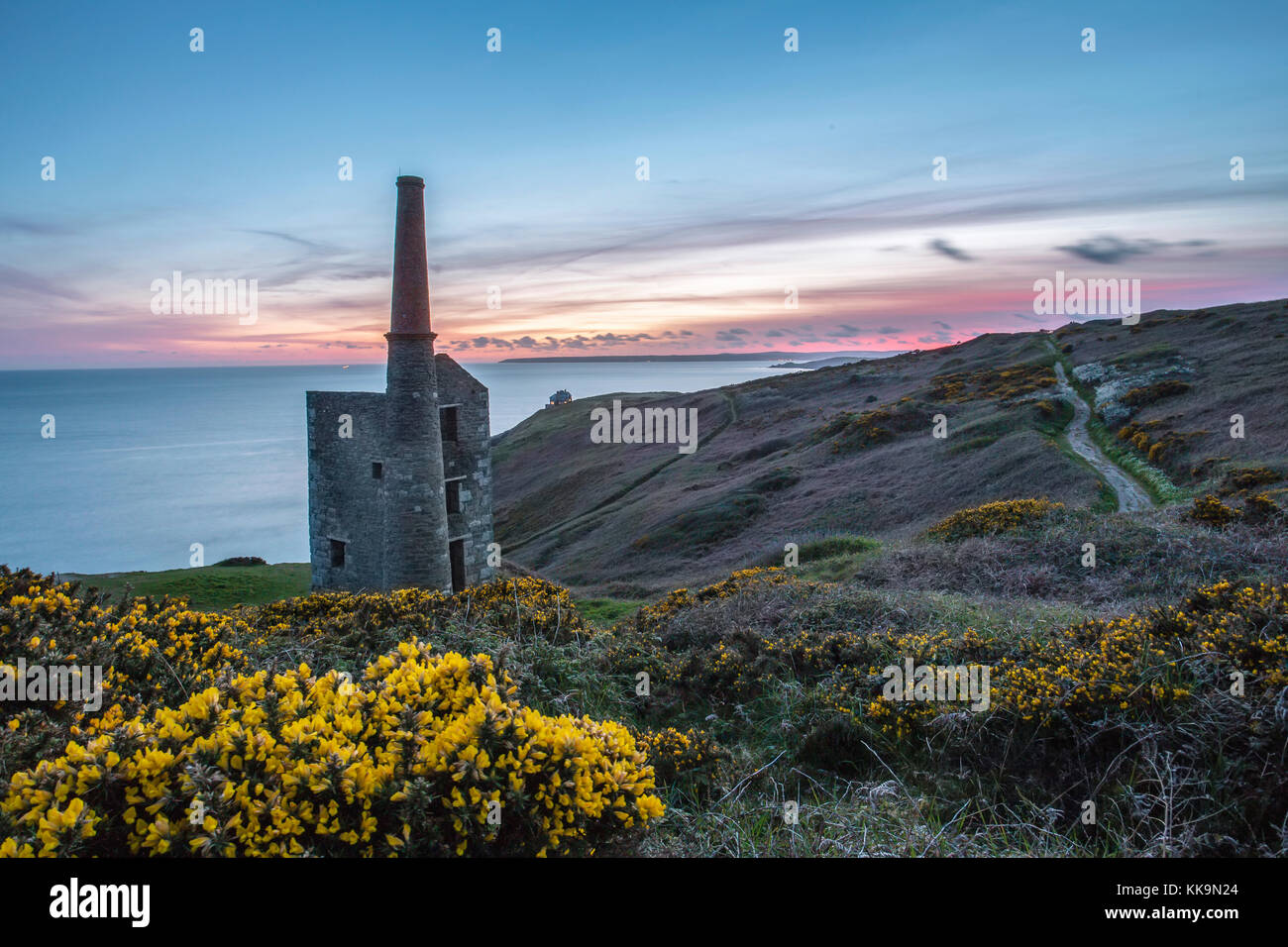 Sunset at a Cornish tin mine Stock Photo - Alamy
