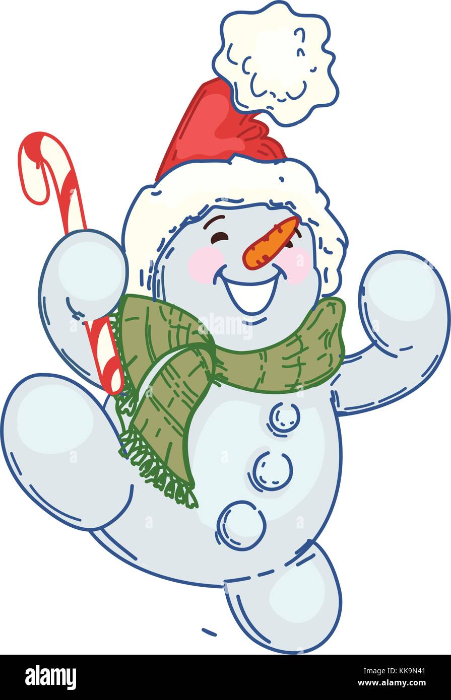 Happy cute cartoon snowman Stock Vector Image & Art - Alamy