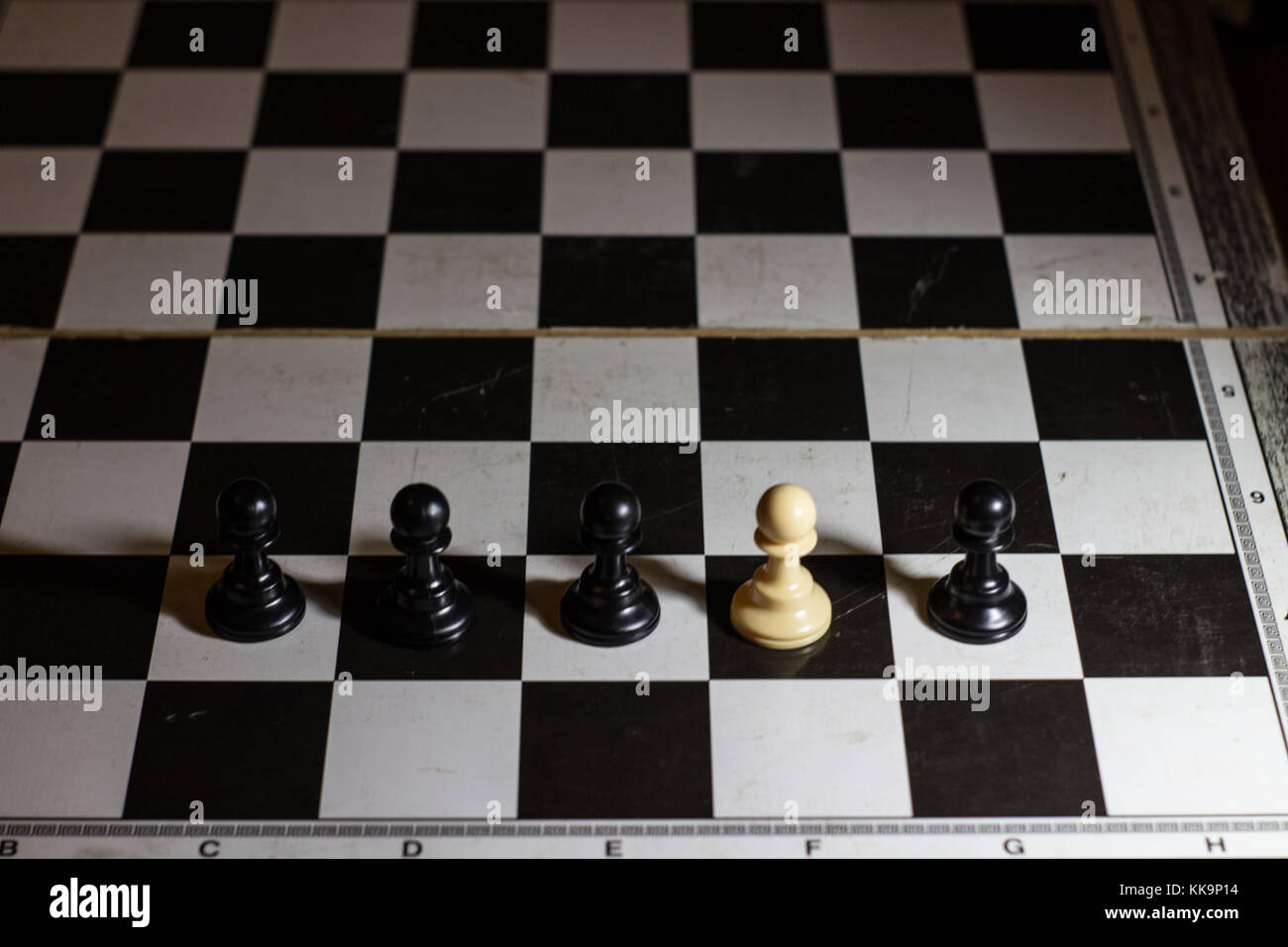 chess board from the side with multiple moves made game Stock Photo - Alamy