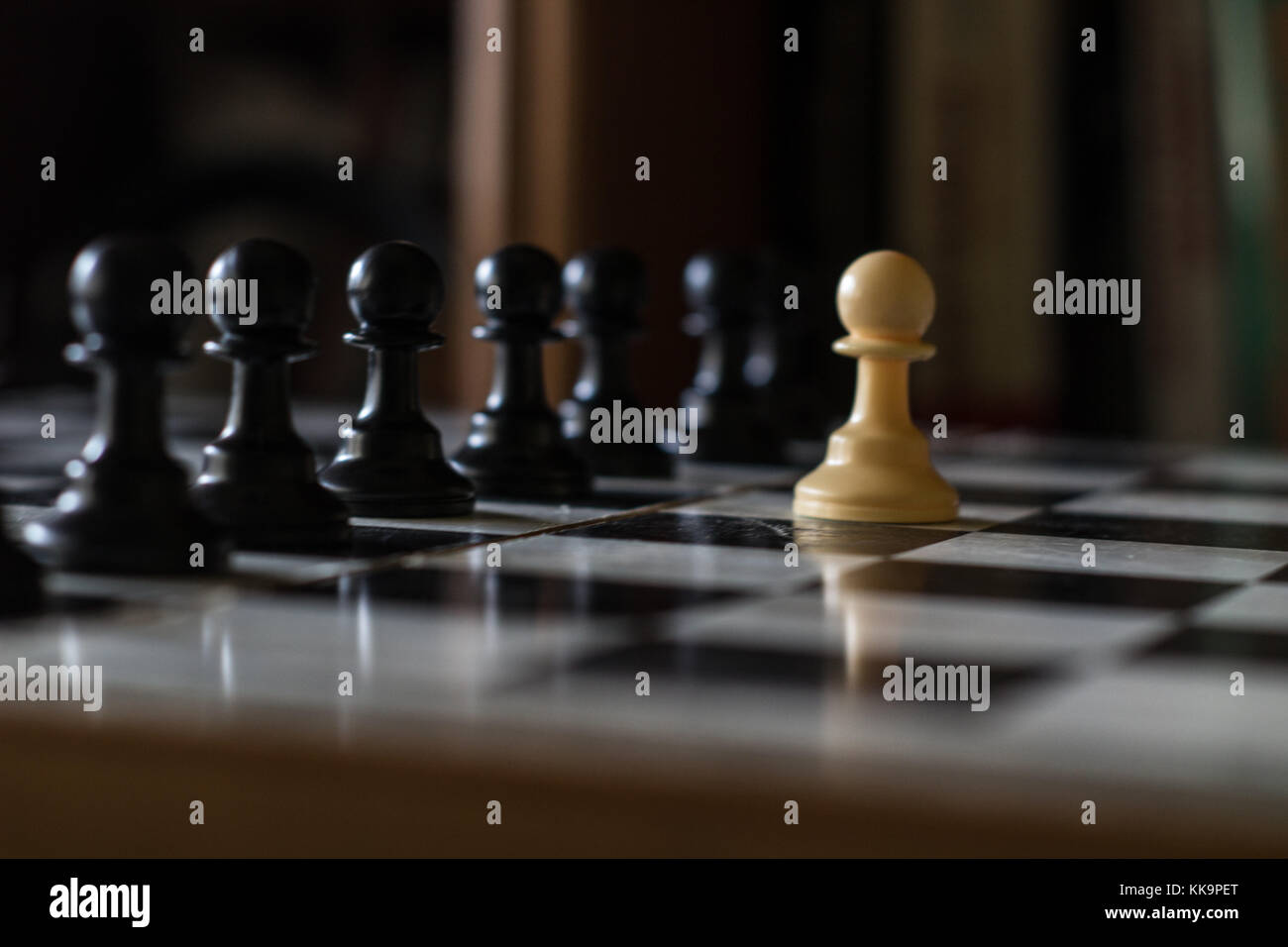 chess board from the side with multiple moves made game Stock Photo - Alamy