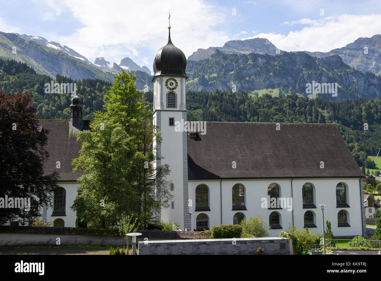 Engelberg, Switzerland - 1 August 2017: the monastery of Engelberg on ...
