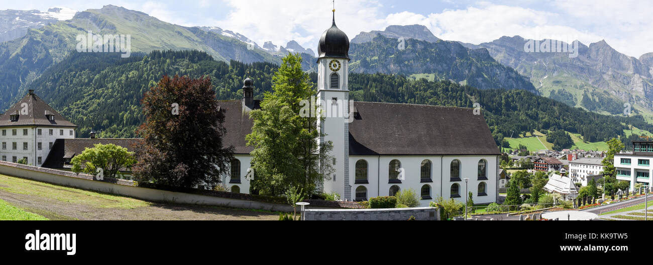 Engelberg, Switzerland - 1 August 2017: the monastery of Engelberg on ...
