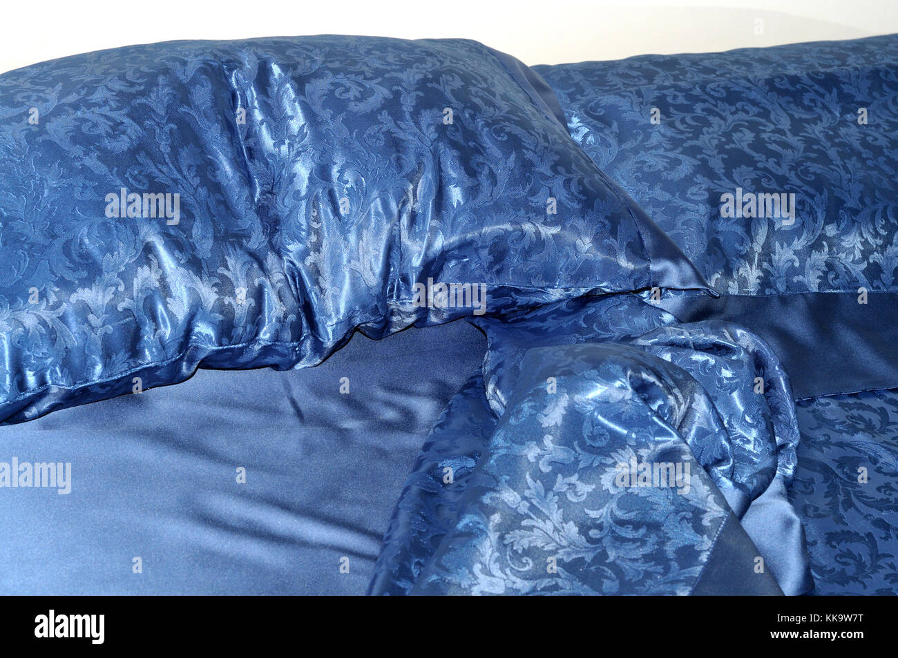 crumpled blue bed, morning sleeper Stock Photo - Alamy