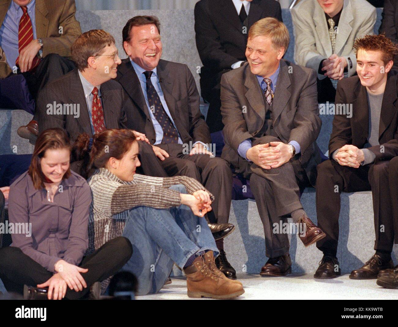 Gerhard Schröder, Bill Gates, the Microsoft Founder, and Richard Roy ...