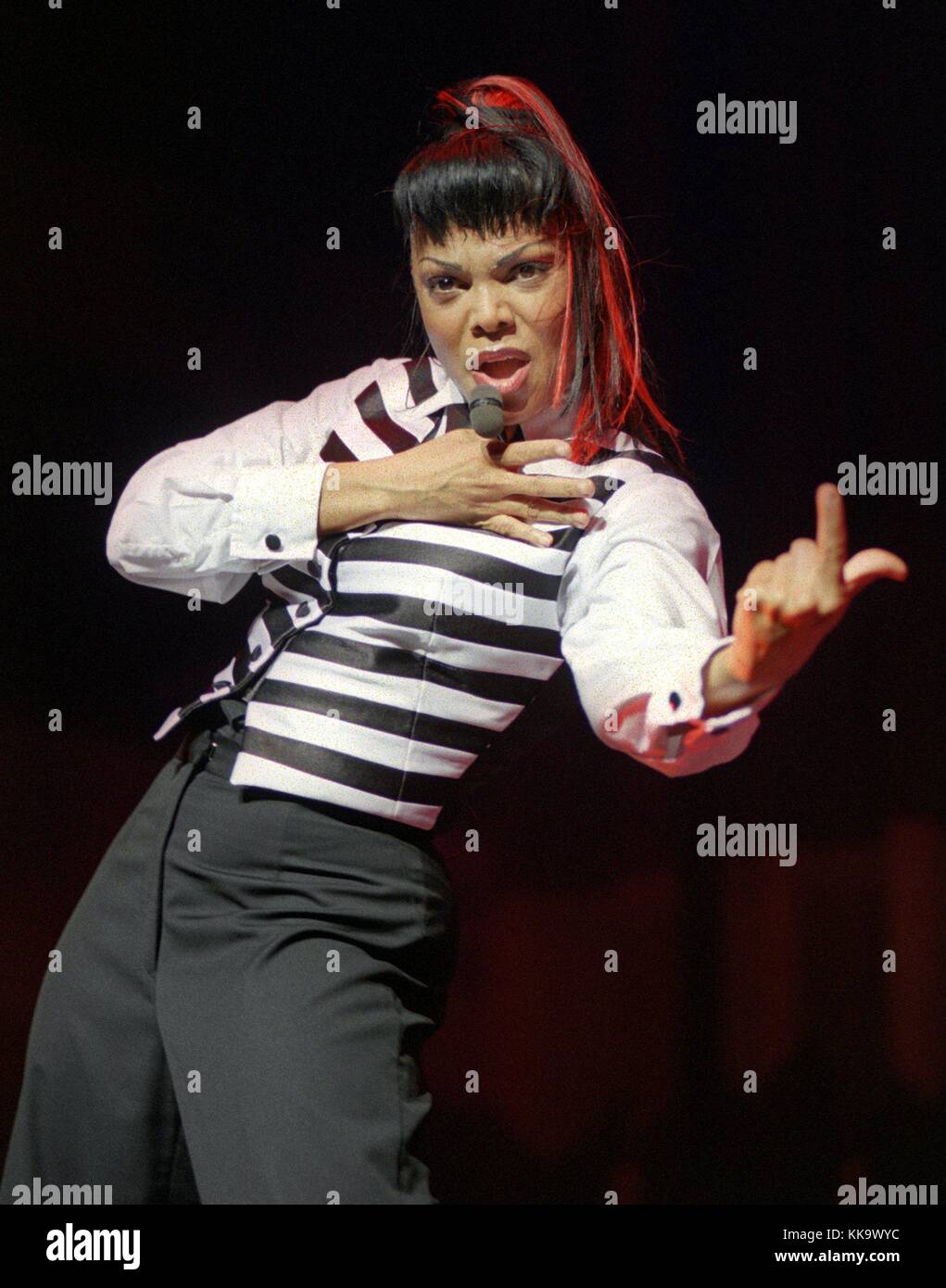 The American pop singer Janet Jackson dances on stage in her concert at ...