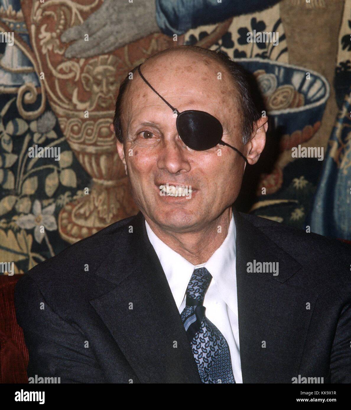 The Israeli Foreign Minister Mosche Dajan, pictured in November 1977 ...