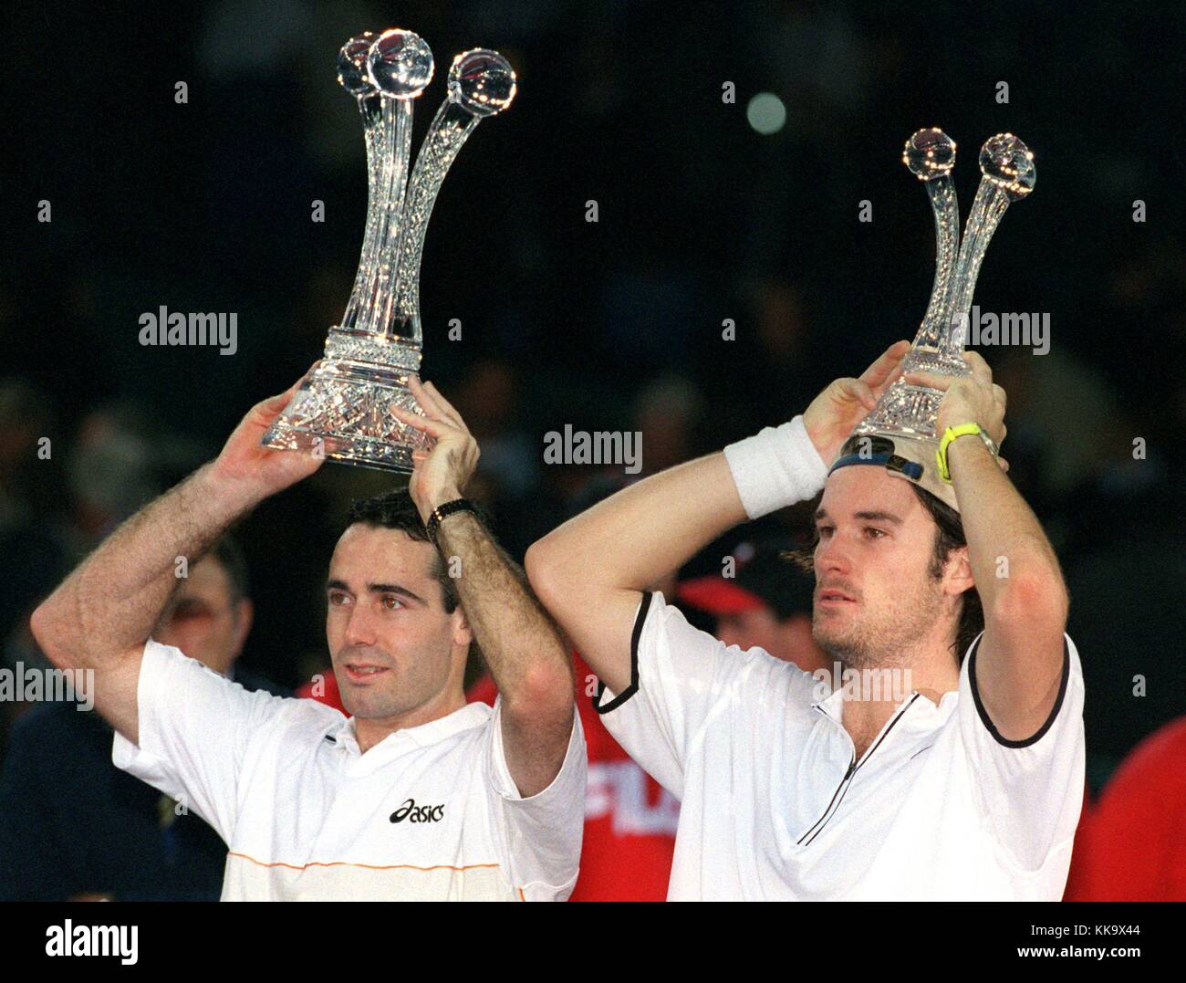 The Spanish tennis players Alex Corretja and Carlos Moja, from left to ...