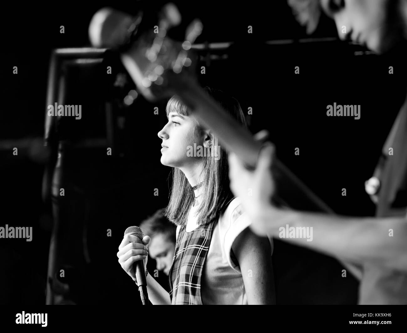 Local band performing on stage Stock Photo - Alamy