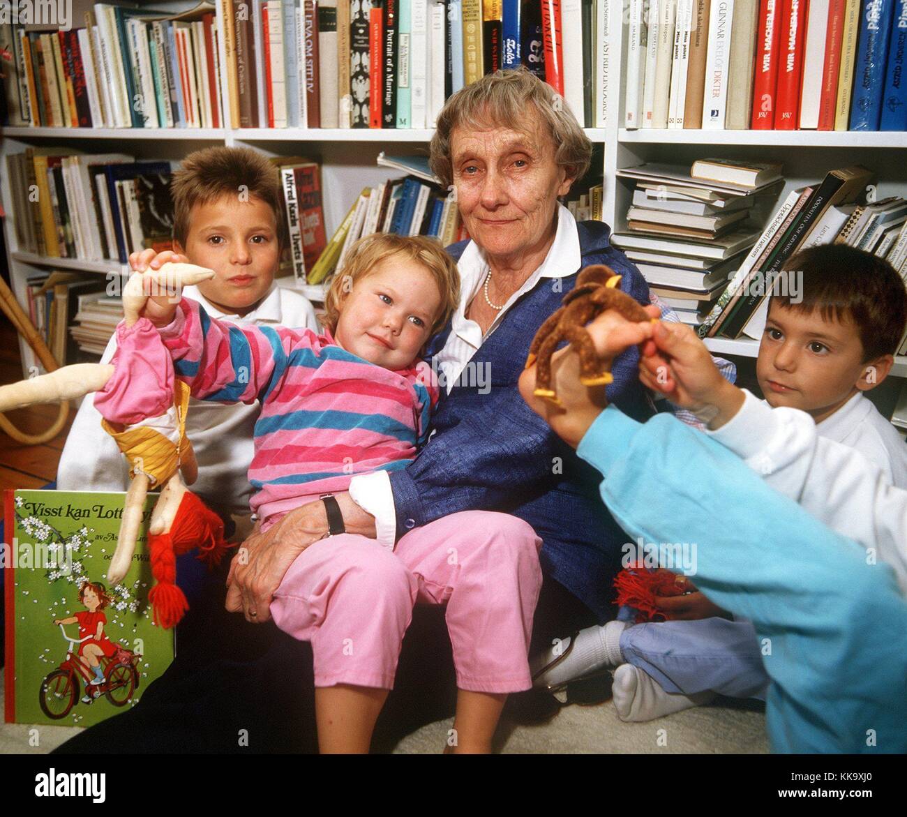 The famous children's book writer Astrid Lindgren sitting in the middle ...