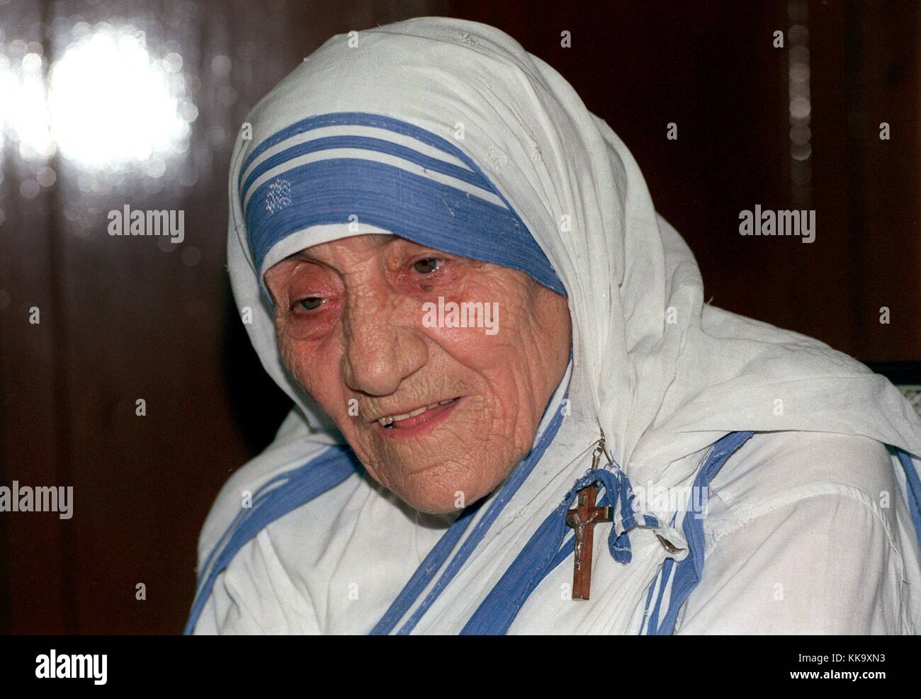 Portriait of Mother Teresa, pictured on 12th April 1995. The Nobel ...