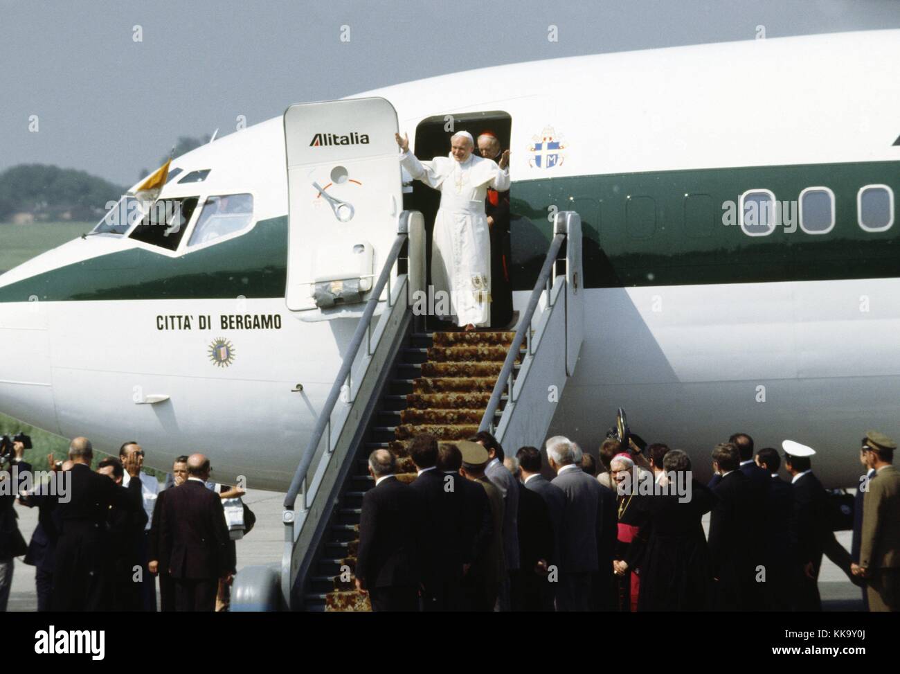 Pope John Paul II on his arrival at Warsaw airport, June 1979. | usage ...