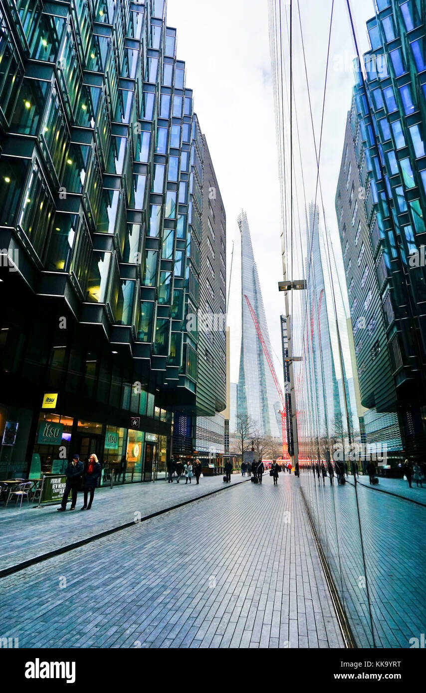 London, UK- February 6, 2017: View of the office buildings and The ...