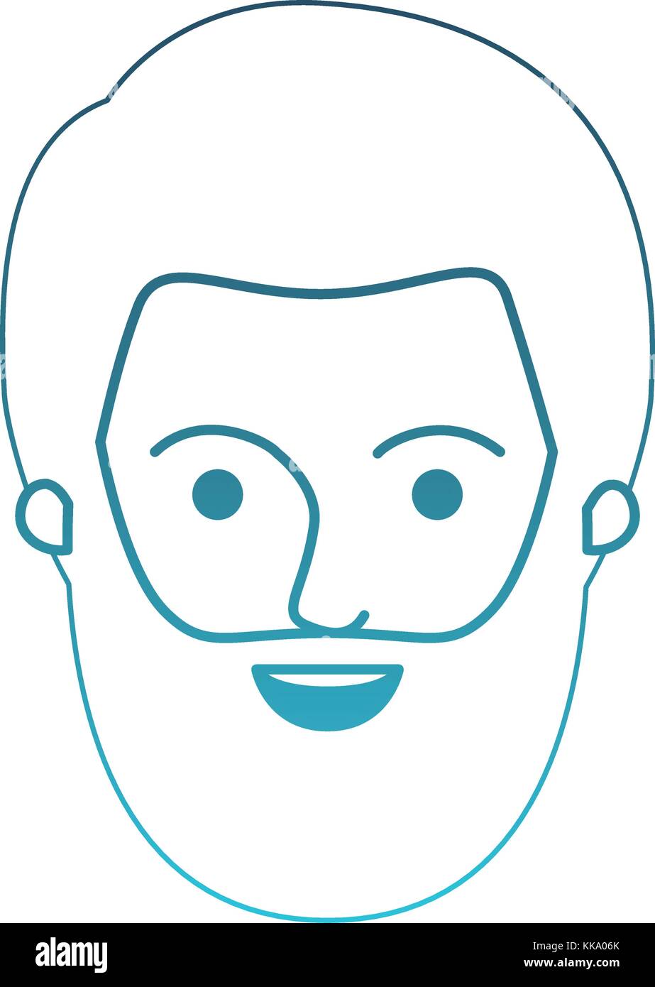 Male Face With Short Hair And Bearded In Degraded Blue Silhouette Stock
