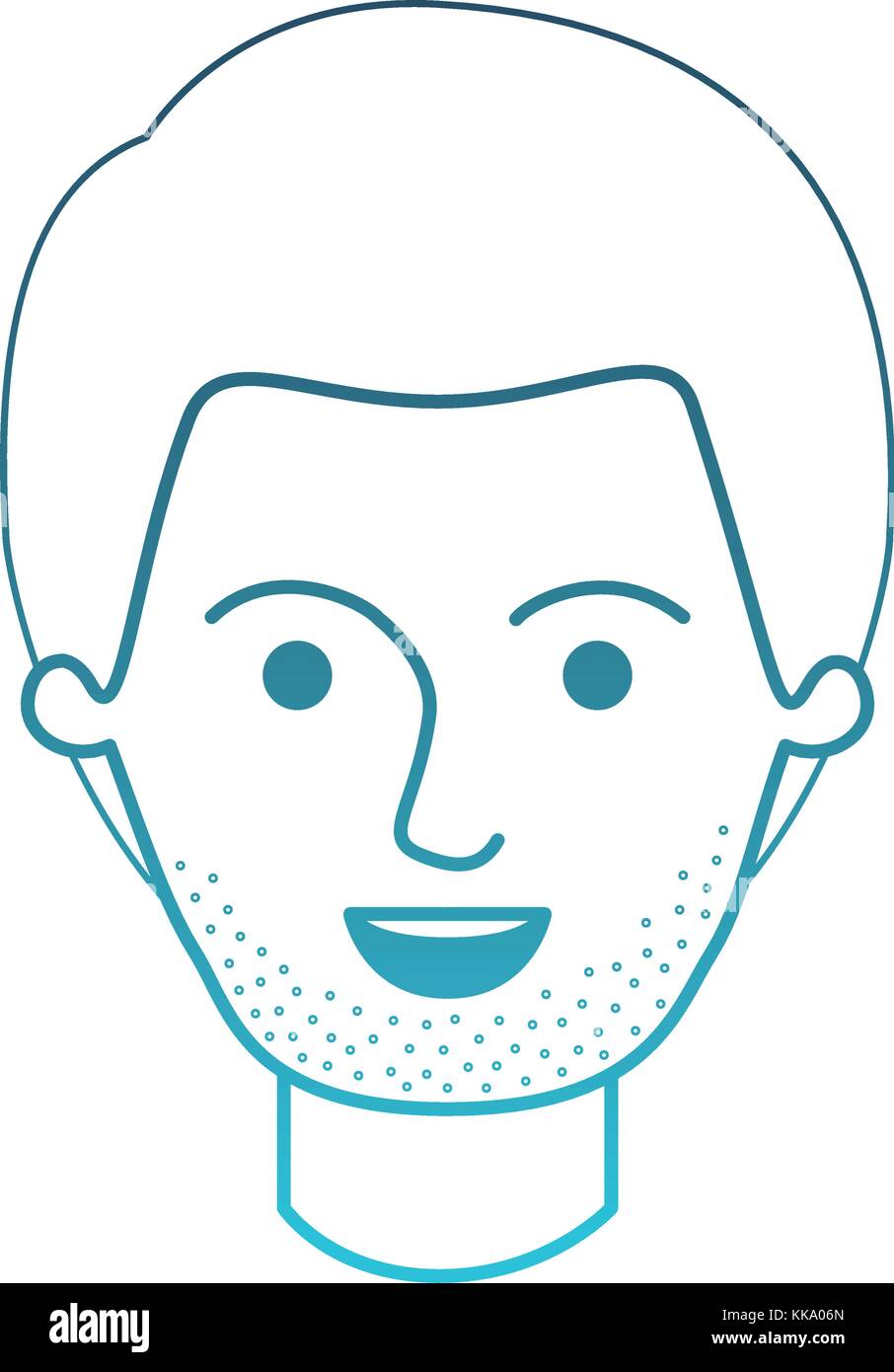 Male Face With Short Hair And Stubble Beard In Degraded Blue Silhouette