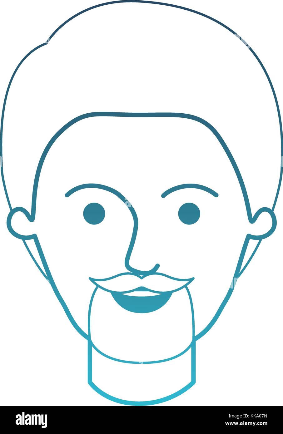 Male Face With Short Hair And Goatee Beard In Degraded Blue Silhouette
