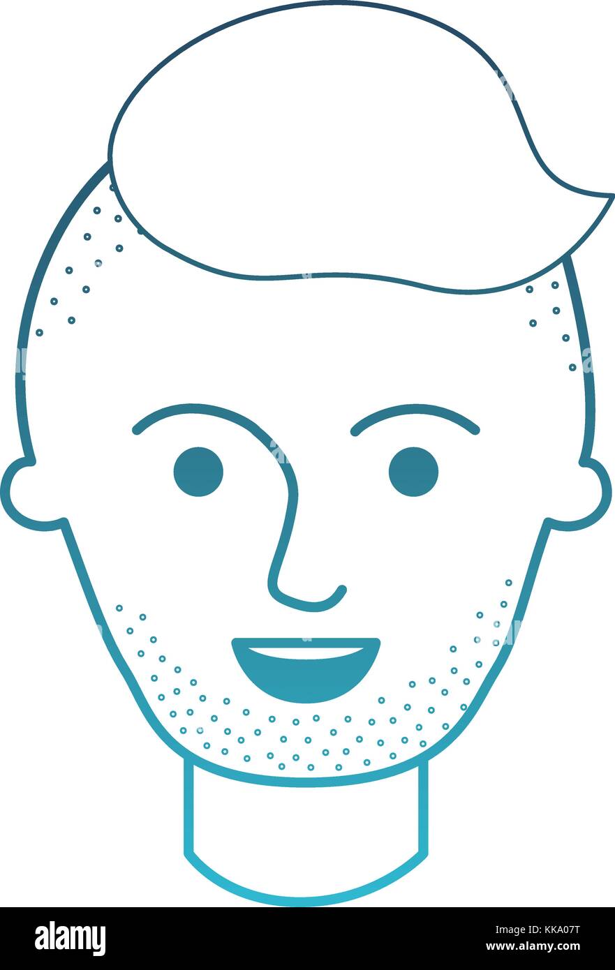 male face with high fade haircut and stubble beard in degraded blue ...