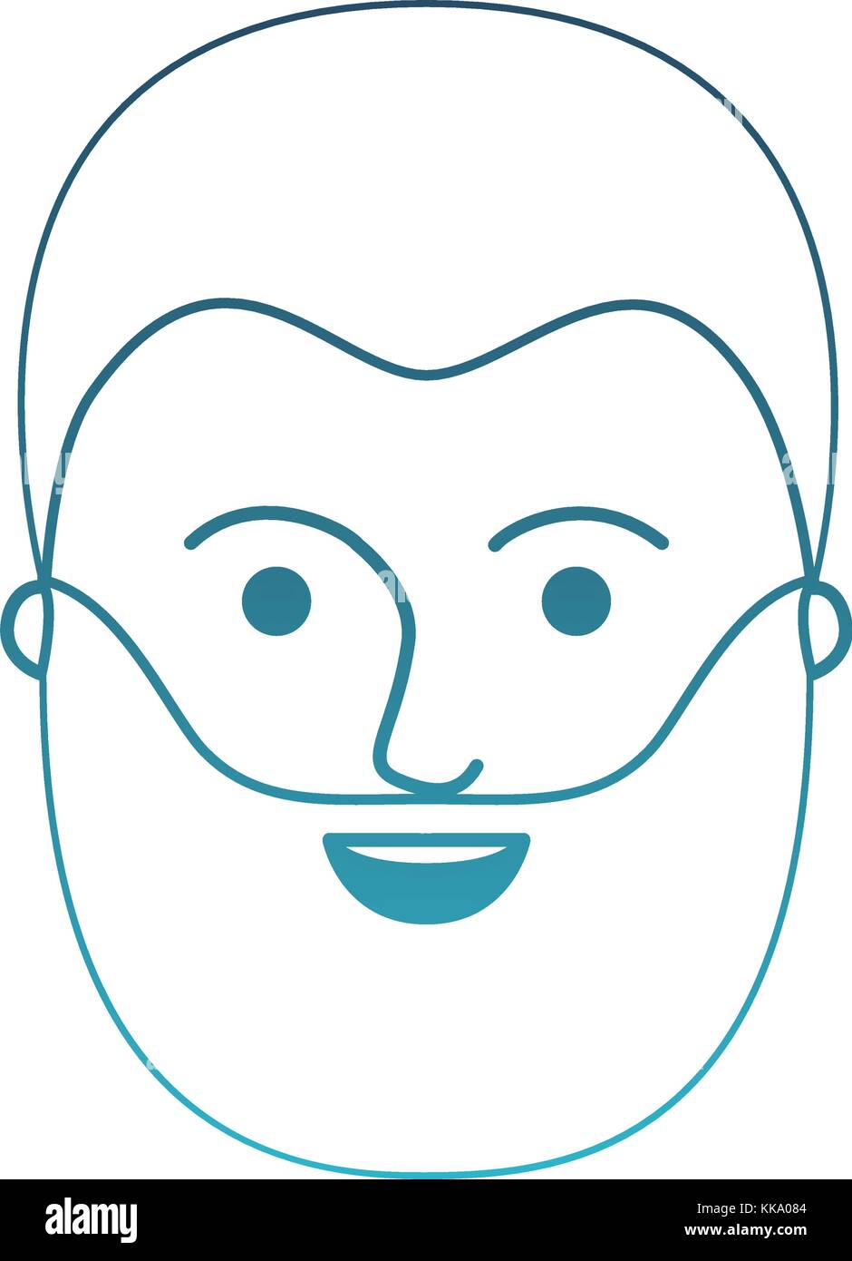Male Face With Short Hair And Full Beard In Degraded Blue Silhouette