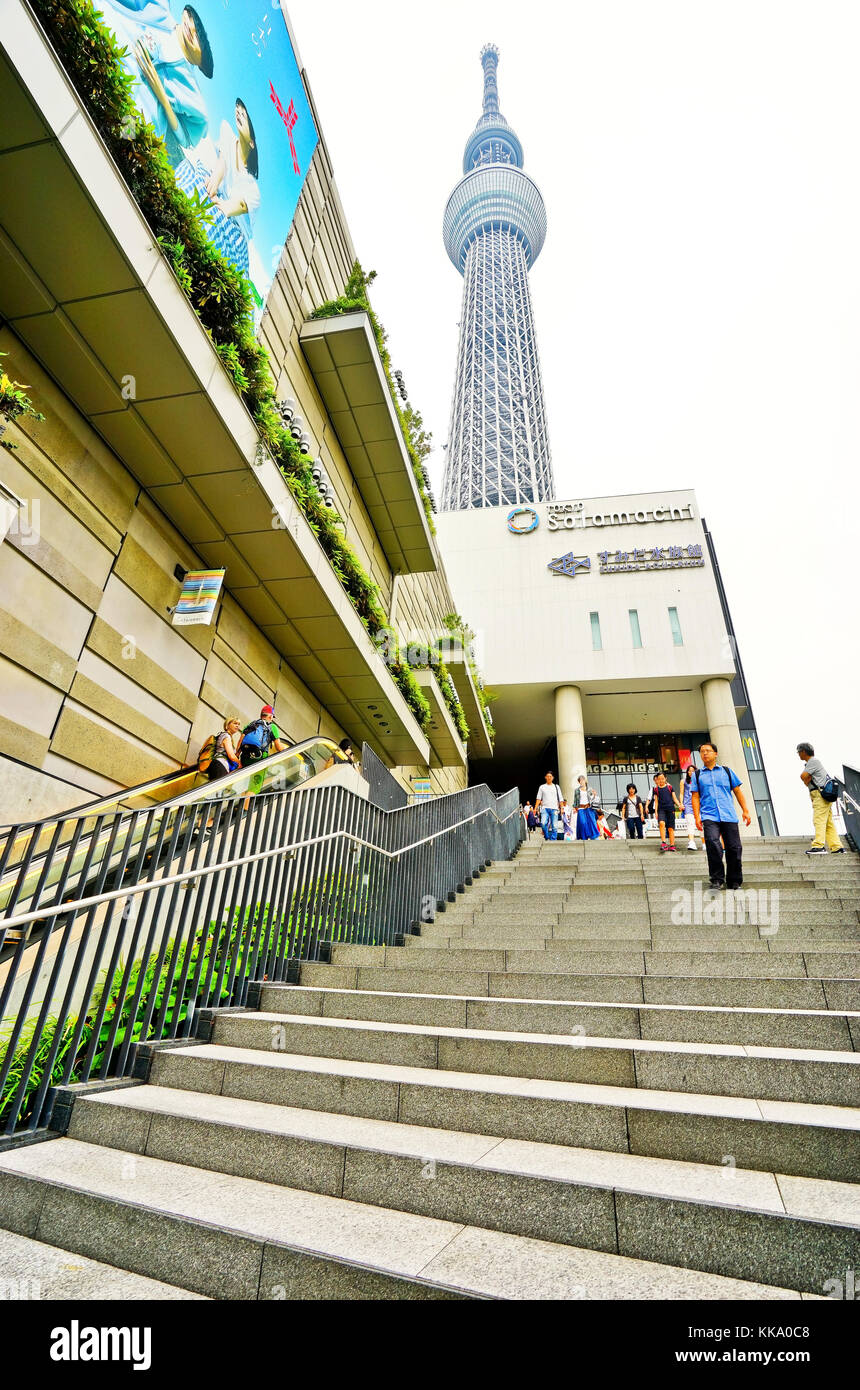 Tokyo, Japan - July 17, 2016: View from the bottom of the Tokyo Skytree ...