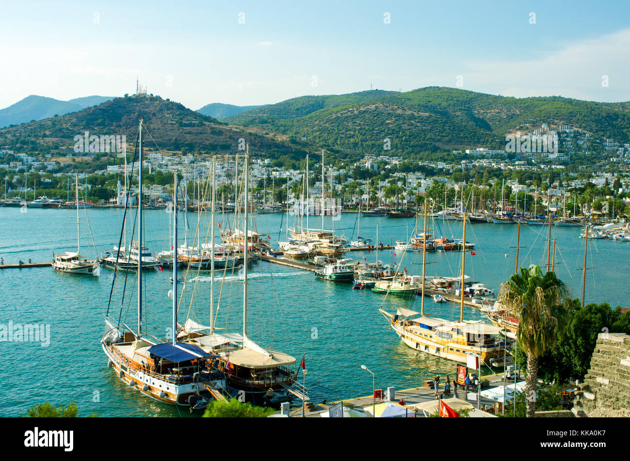 Turquoise water of the harbor of Bodrum, Turkey Stock Photo - Alamy