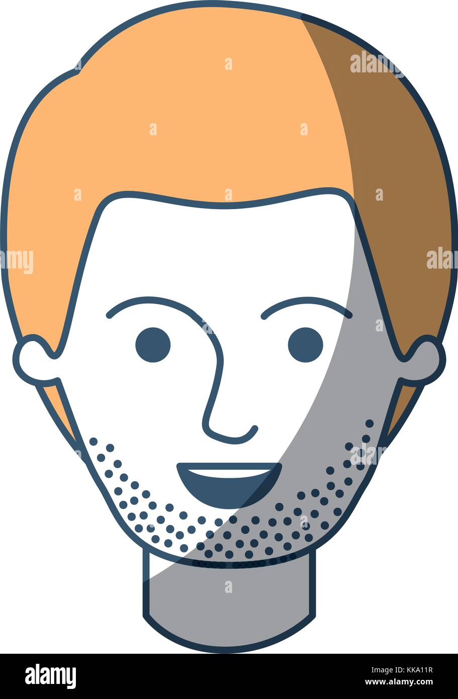 Male Face With Short Hair And Stubble Beard In Color Sections