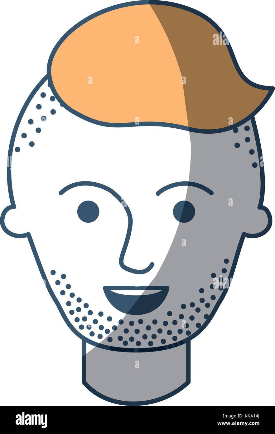 Male Face With High Fade Haircut And Stubble Beard In Color Sections
