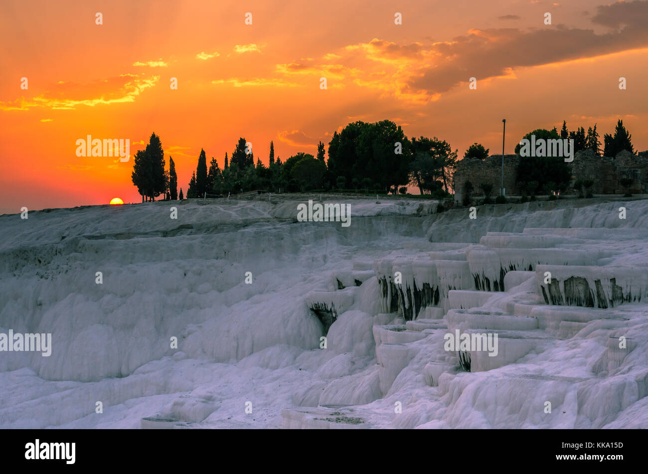 Dramatic sunset over Pamukkale, Turkey Stock Photo - Alamy