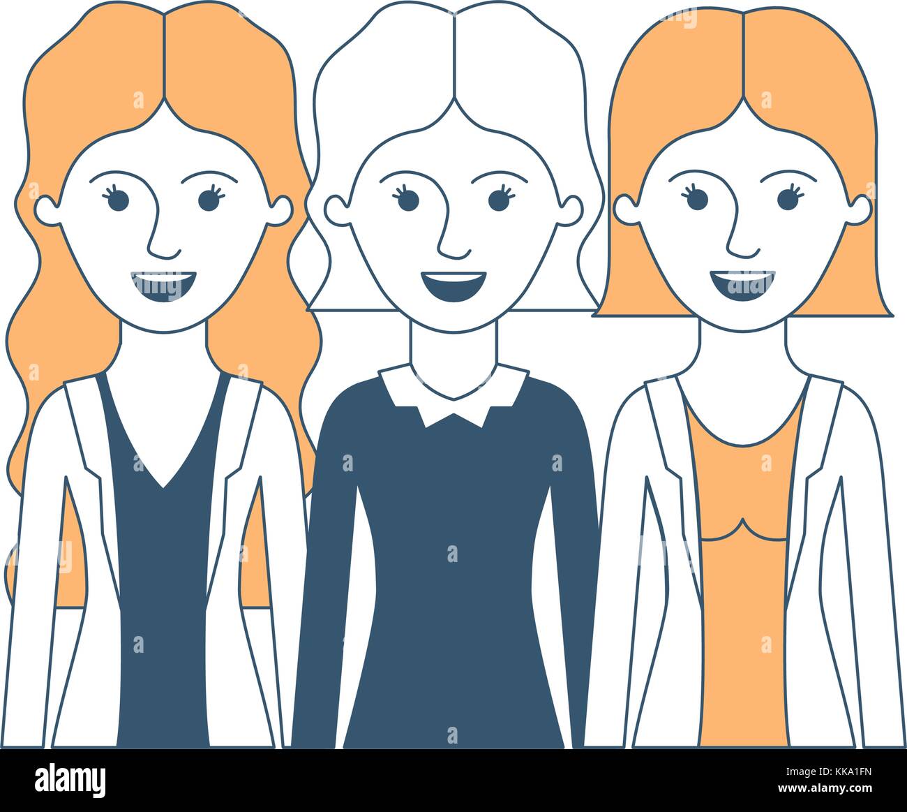 women in half body with casual clothes and wavy and short hair in color ...