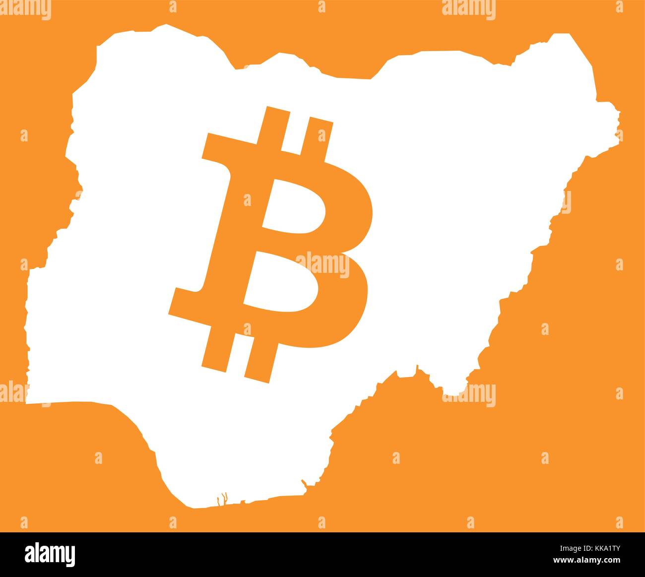 Nigeria map with bitcoin crypto currency symbol illustration Stock ...