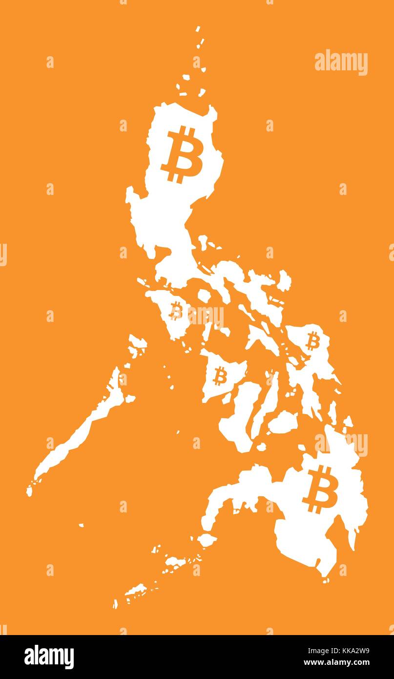 Philippines map with bitcoin crypto currency symbol illustration Stock ...
