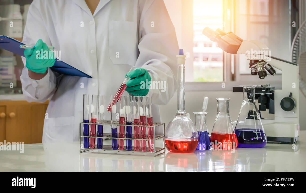 scientist with equipment and science experiments in laboratory Stock ...