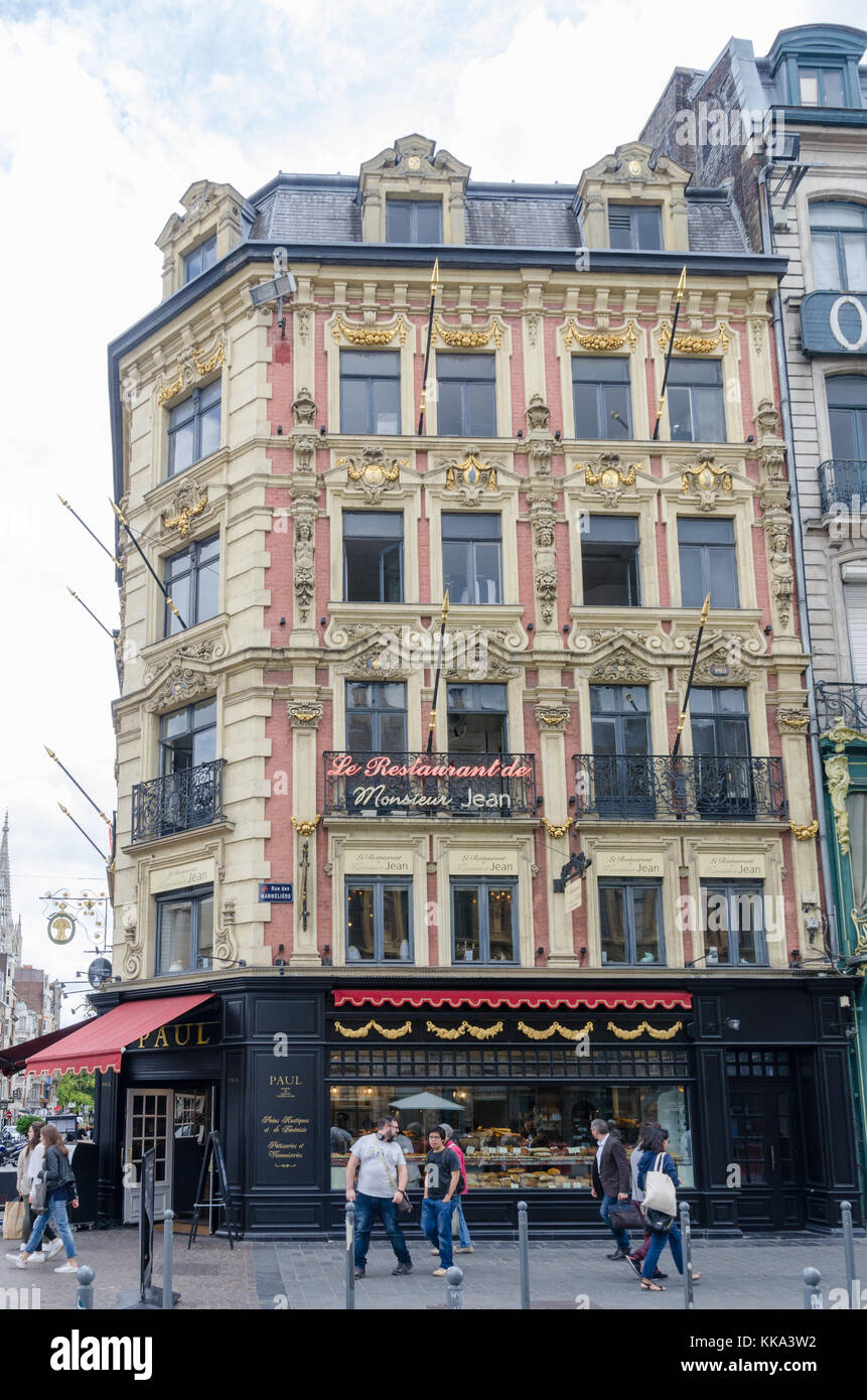 17th century brick buildings in the old town in Lille in Hauts-de ...