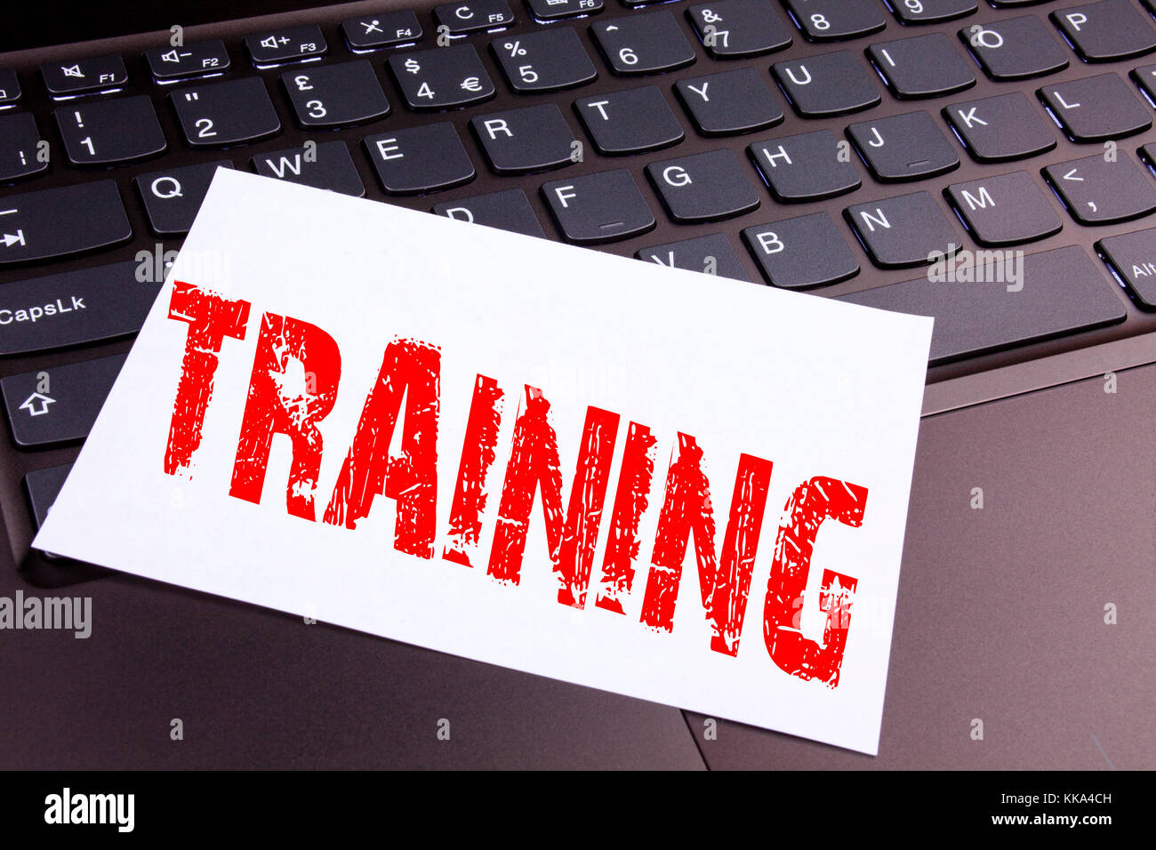 Writing Training text made in the office close-up on laptop computer ...