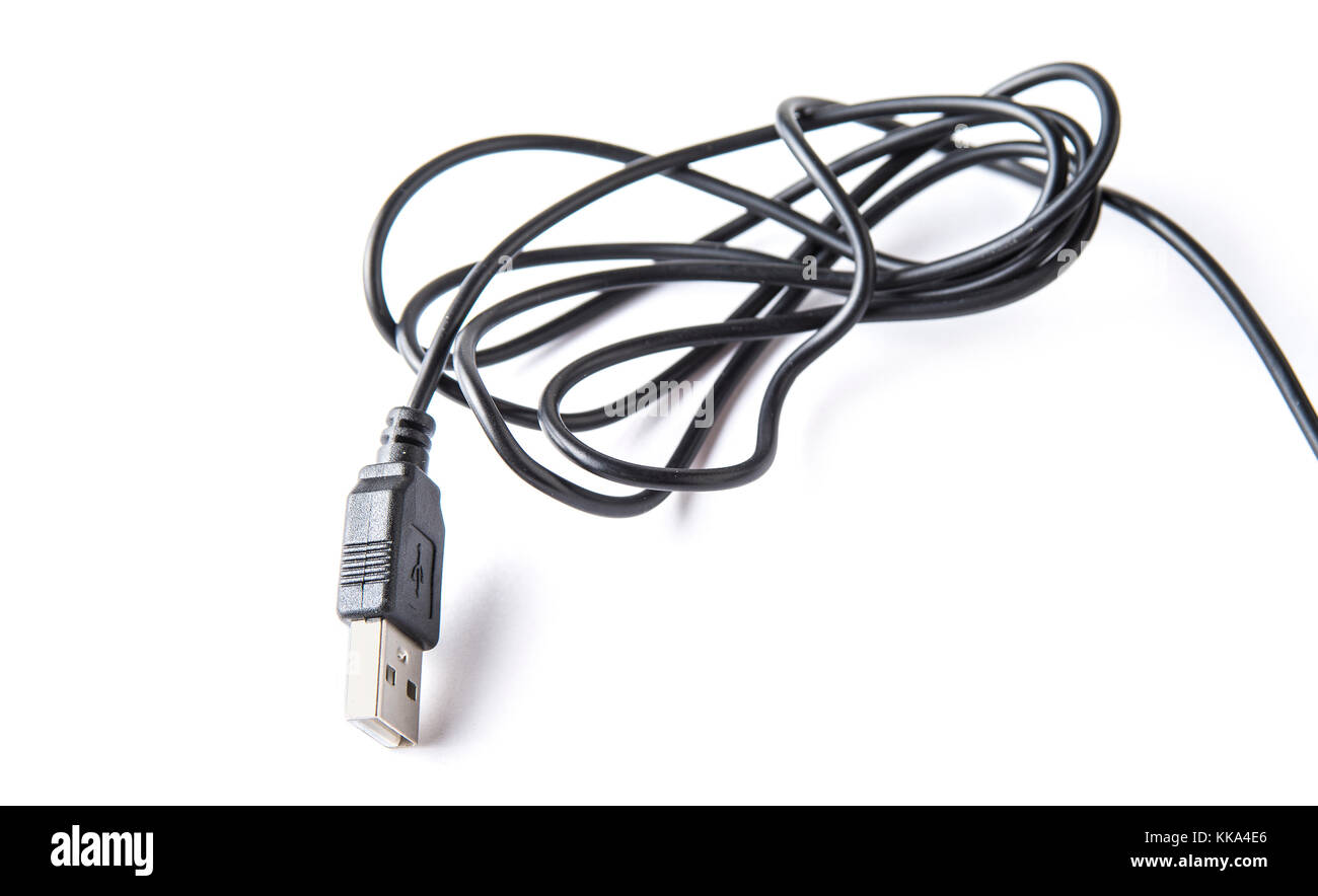 USB cable wire connector for computer on the white background Stock ...